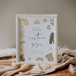 Gender Neutral Baby Shower Custom Sign Template, Clothes Baby Shower ...