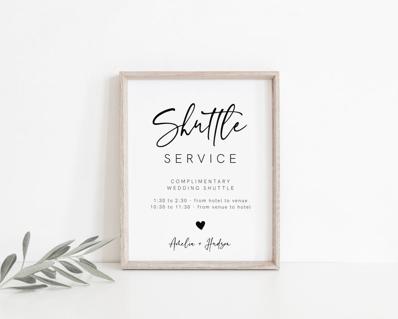 Shuttle Service Wedding Sign Modern Transportation Sign - Etsy