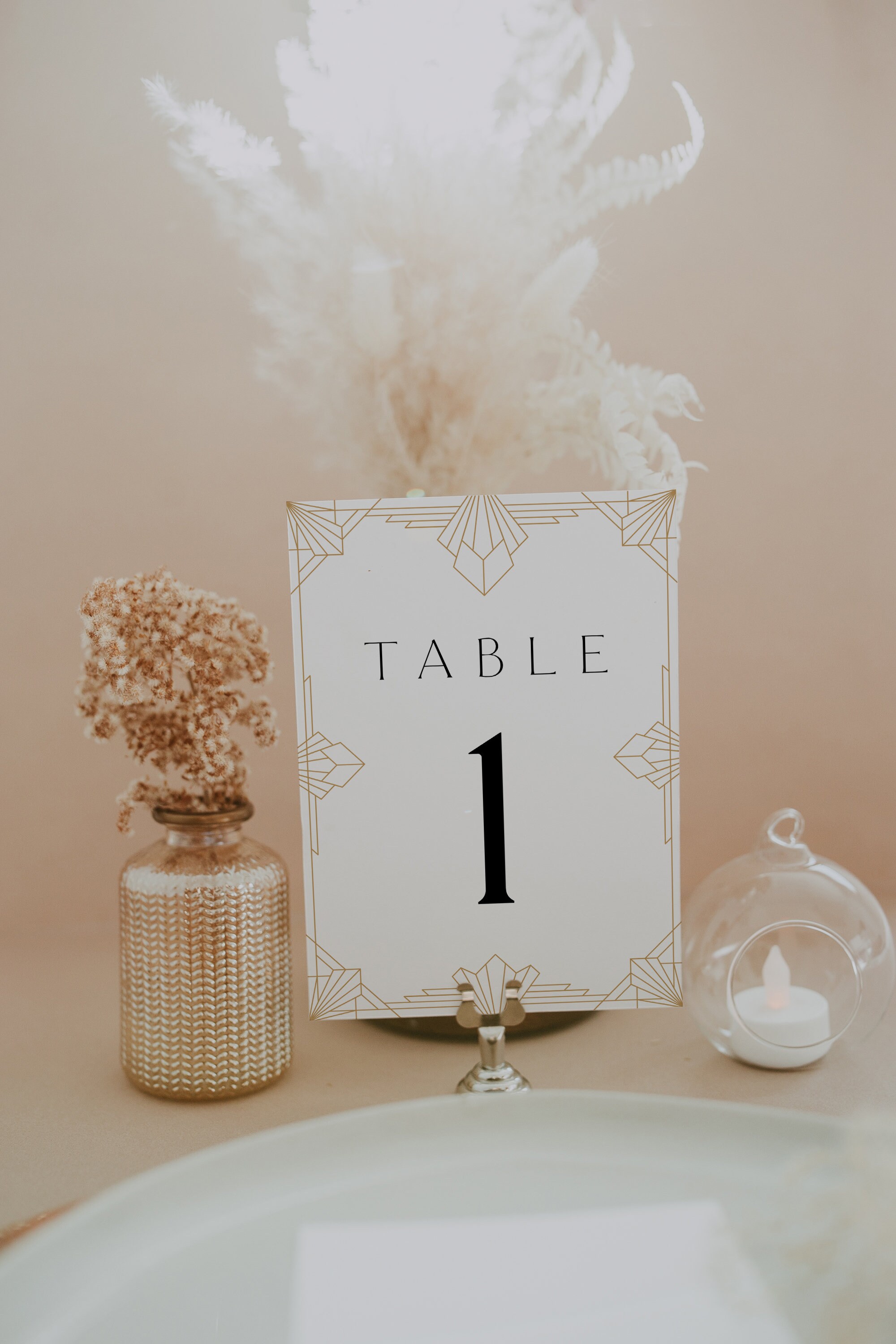 Art Deco Table Number Card Template Gold Art Deco Wedding - Etsy