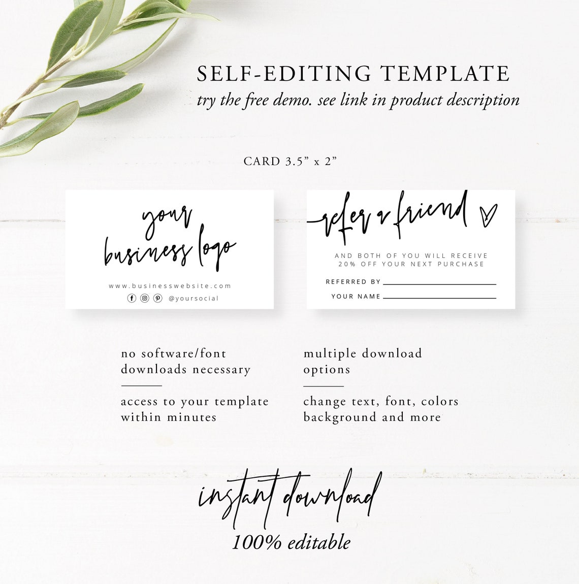 Referral Card Template Refer a Friend Rewards Card Client - Etsy