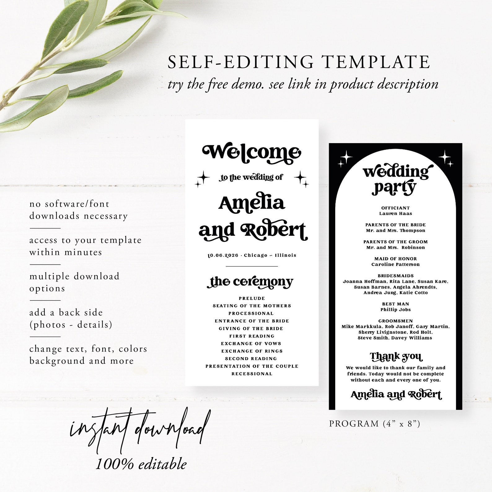 Retro Wedding Program Template Retro Wedding Program Groovy - Etsy