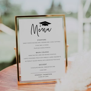 Modern Graduation Menu Template, Minimalist Menu Graduation Sign ...