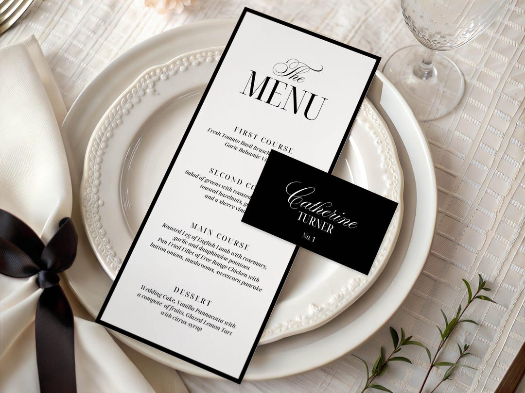 Menu and Name Place Cards Printable Template, Editable Wedding Menu ...
