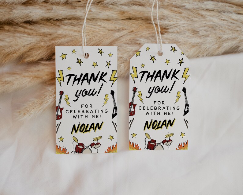 Rock and Roll Favor Tag Template, Rocked One Year 1st Birthday Tag ...