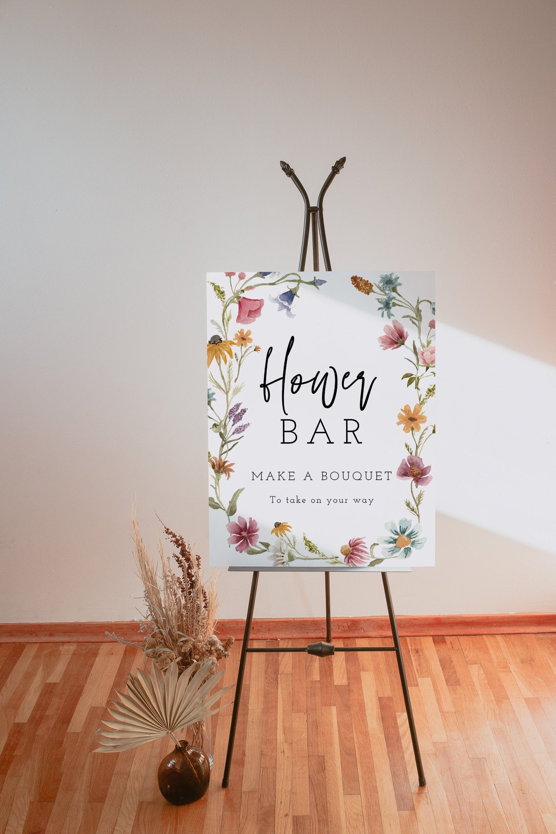 Flower Bar Sign Template Bright Floral Wedding Signs Make a - Etsy