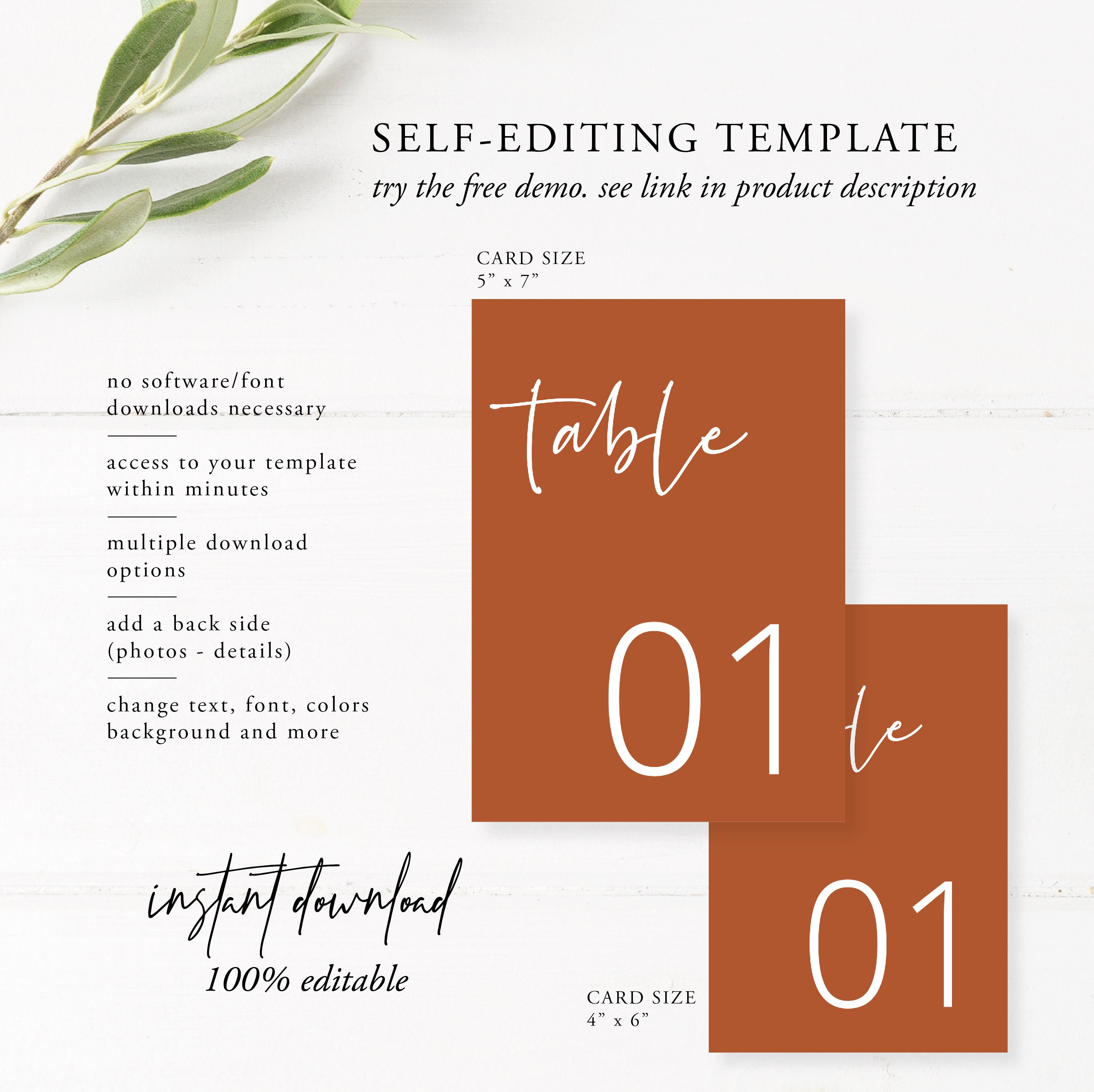 Boho Table Number Card Template, Terracotta Wedding, Wedding Table ...