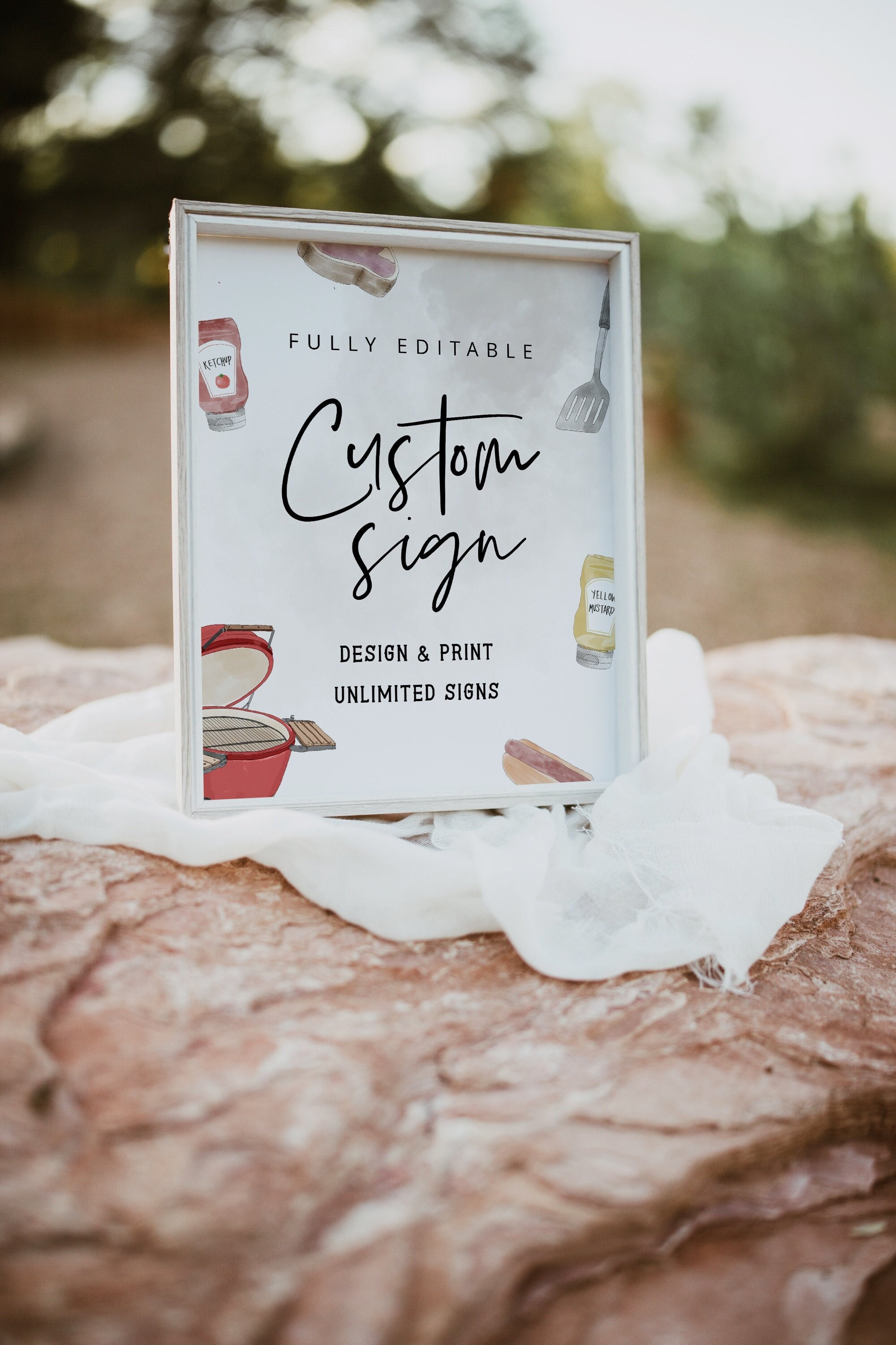 BBQ Custom Sign Template BBQ Baby Shower Sign Table Sign - Etsy