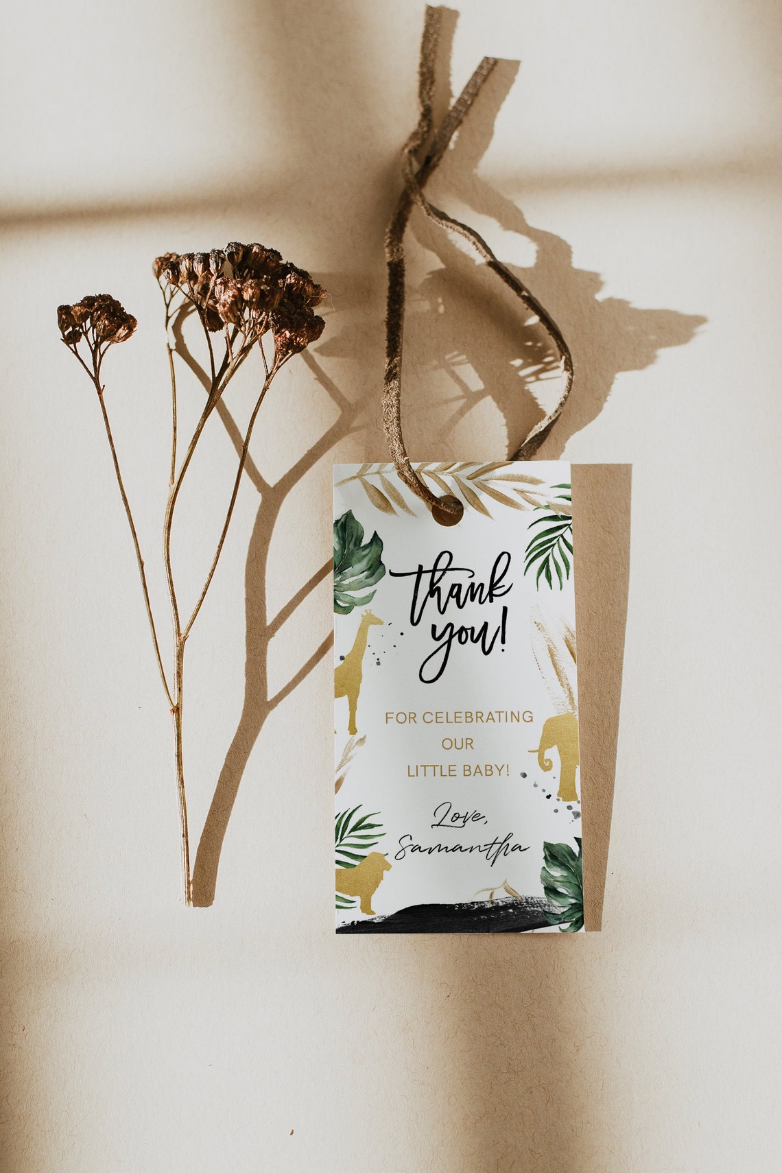 Safari Favor Tag Safari Baby Shower Gold Jungle Favor Tag - Etsy