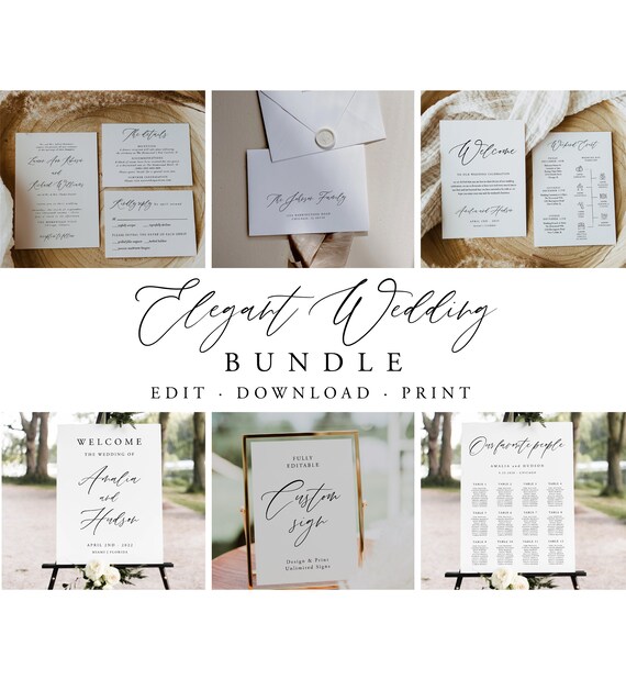Elegant Wedding Bundle Wedding Essential Template Simple - Etsy
