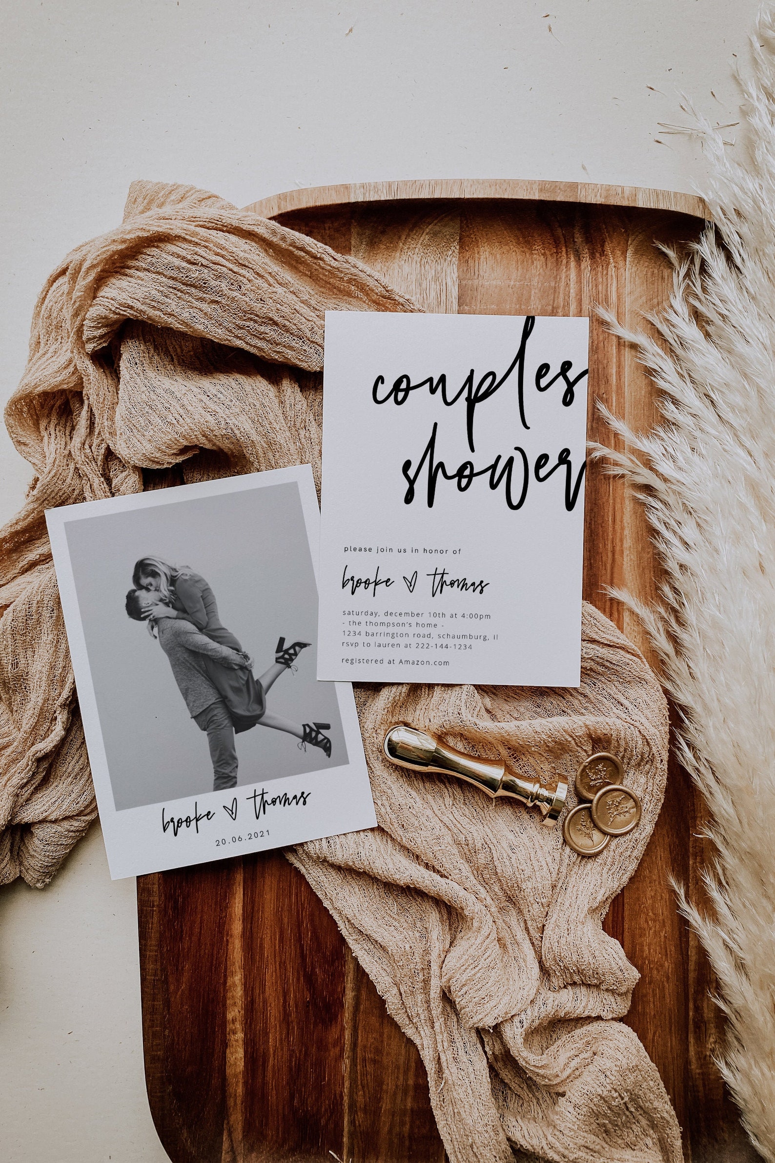 Modern Couple Shower Invitation Template Minimalist Couple - Etsy