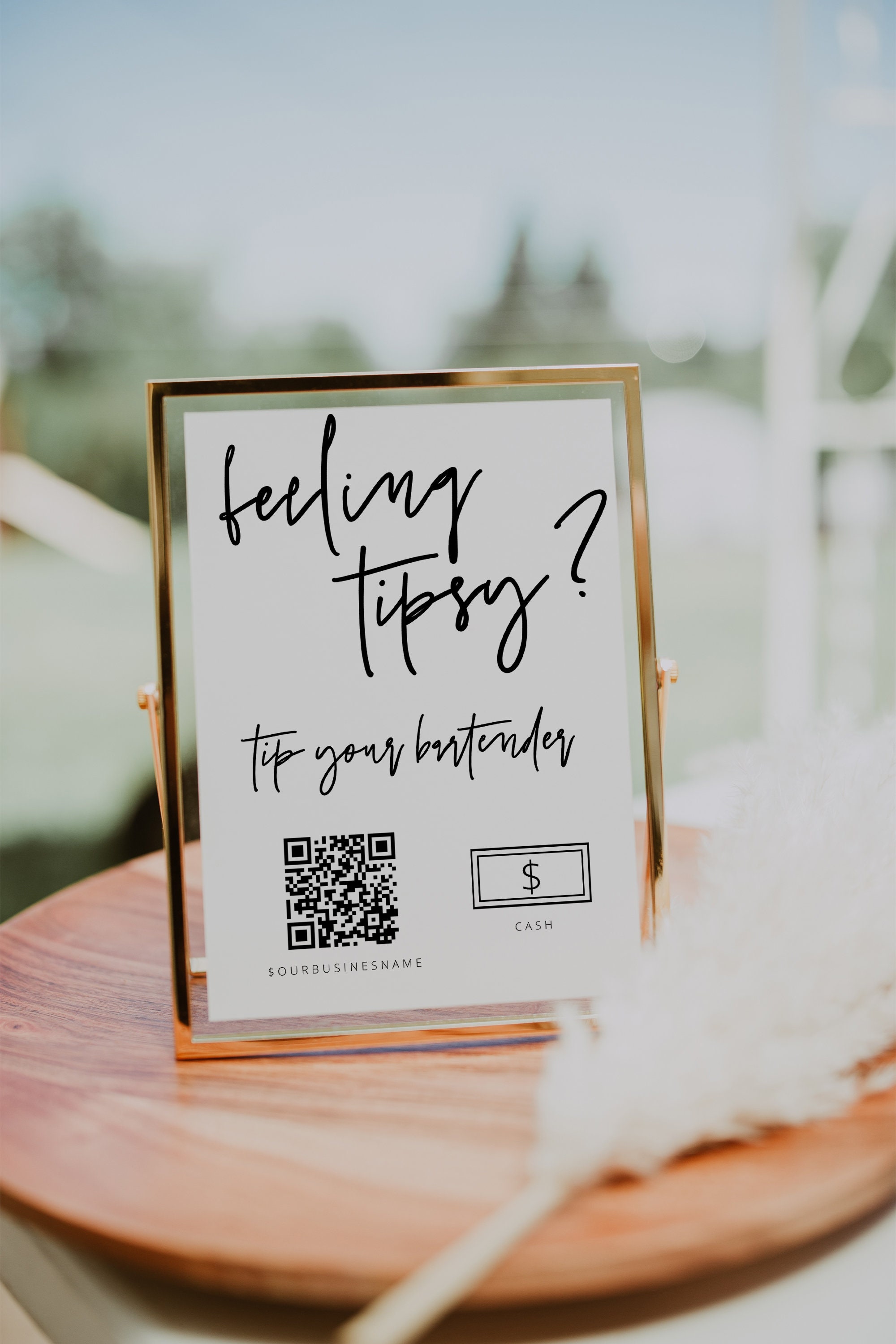 Bartender Tip Sign QR Code Sign Template Scan to Pay Sign | Etsy
