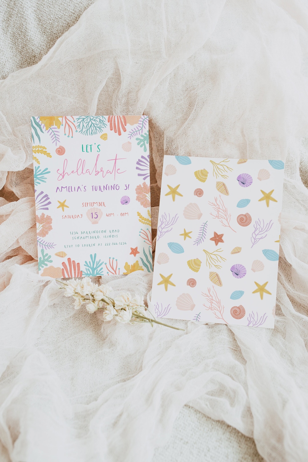 Sea Shell Invitation Template Shellabration Party Invitation Sea Shells ...