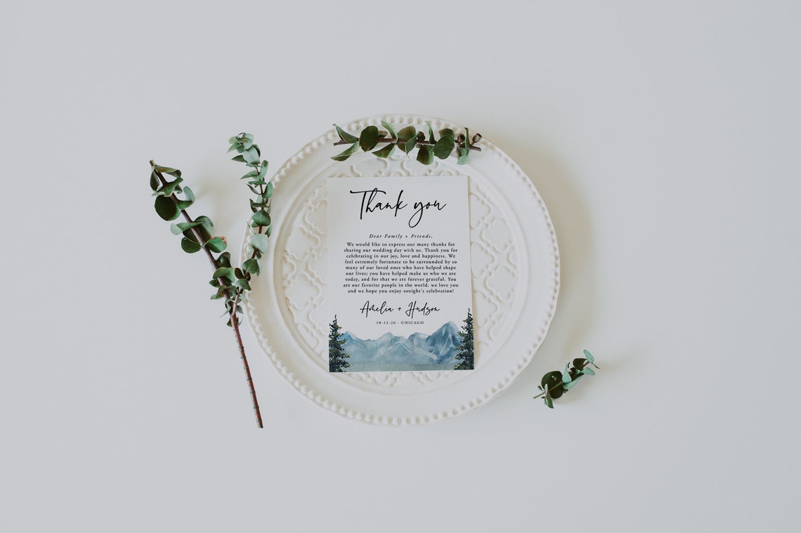 Mountain Thank You Card Thank You Letter Note Printable - Etsy