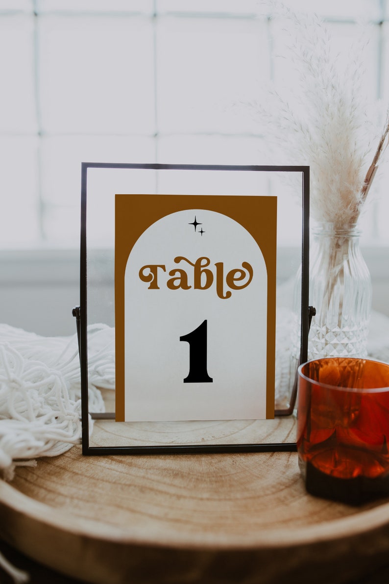 Retro Table Number Card Template Retro Wedding Table Number - Etsy