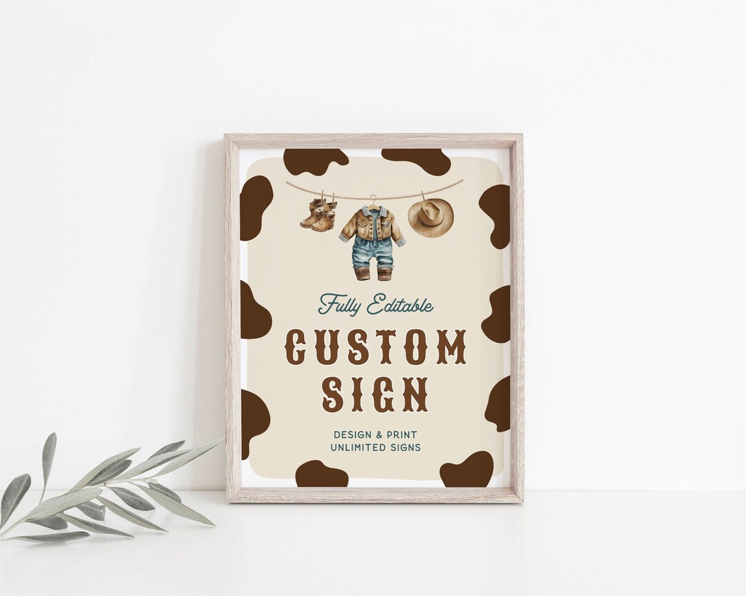 Cowboy Baby Shower Custom Sign Template, West Baby Shower Sign, Table ...