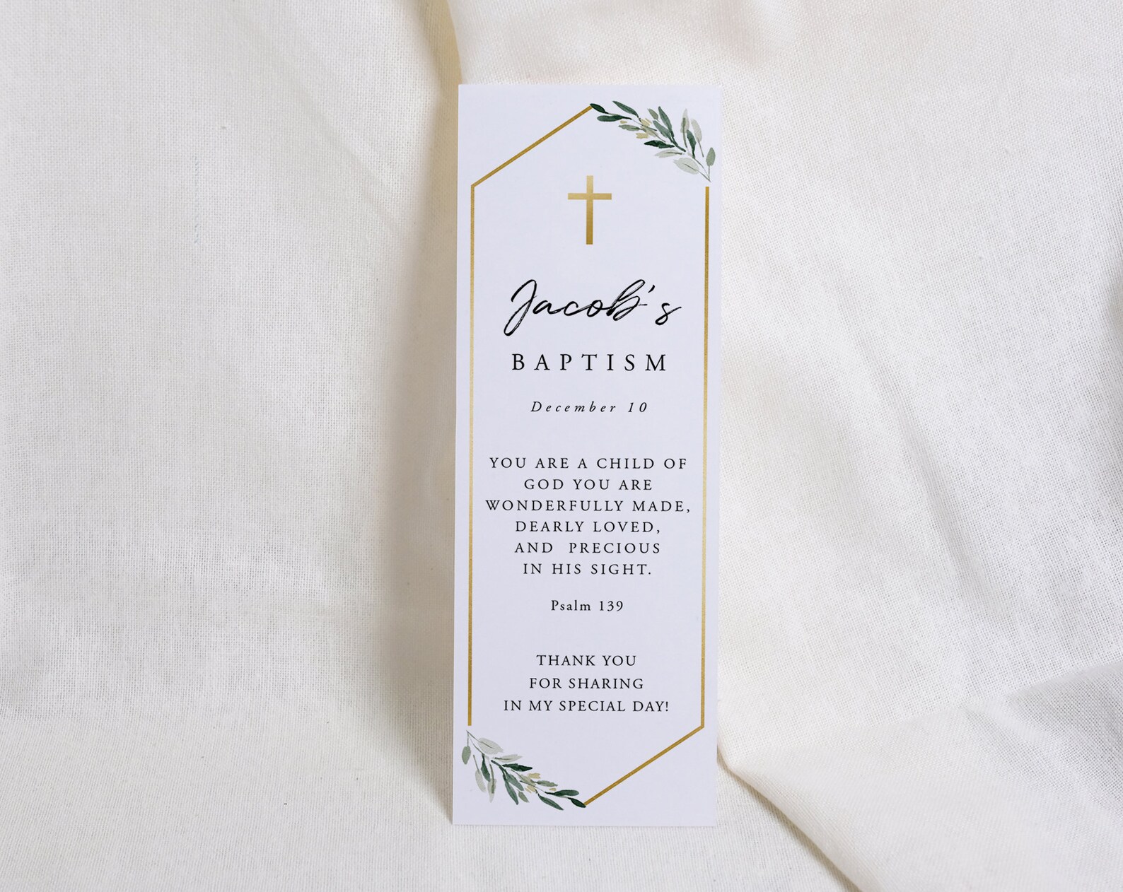 Baptism Bookmark Template Instant Download Editable Bookmark | Etsy