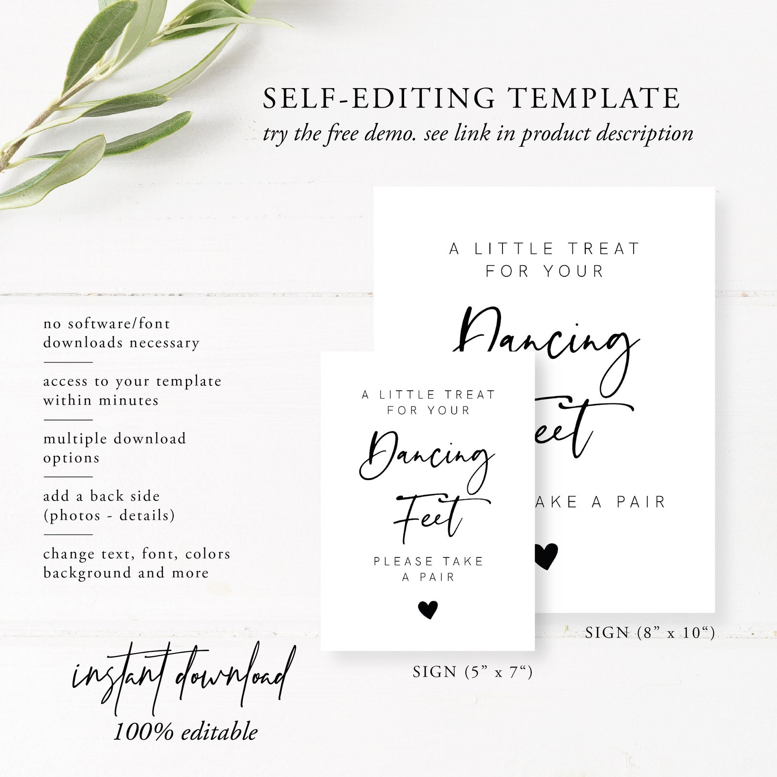 Dancing Feet Sign Template Wedding Flip Flops Sign Simple - Etsy