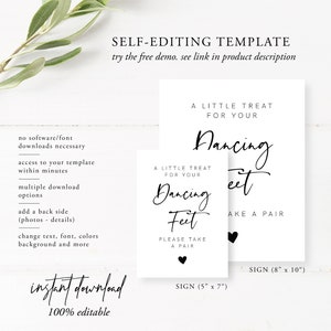 Dancing Feet Sign Template, Wedding Flip Flops Sign, Simple Dancing ...