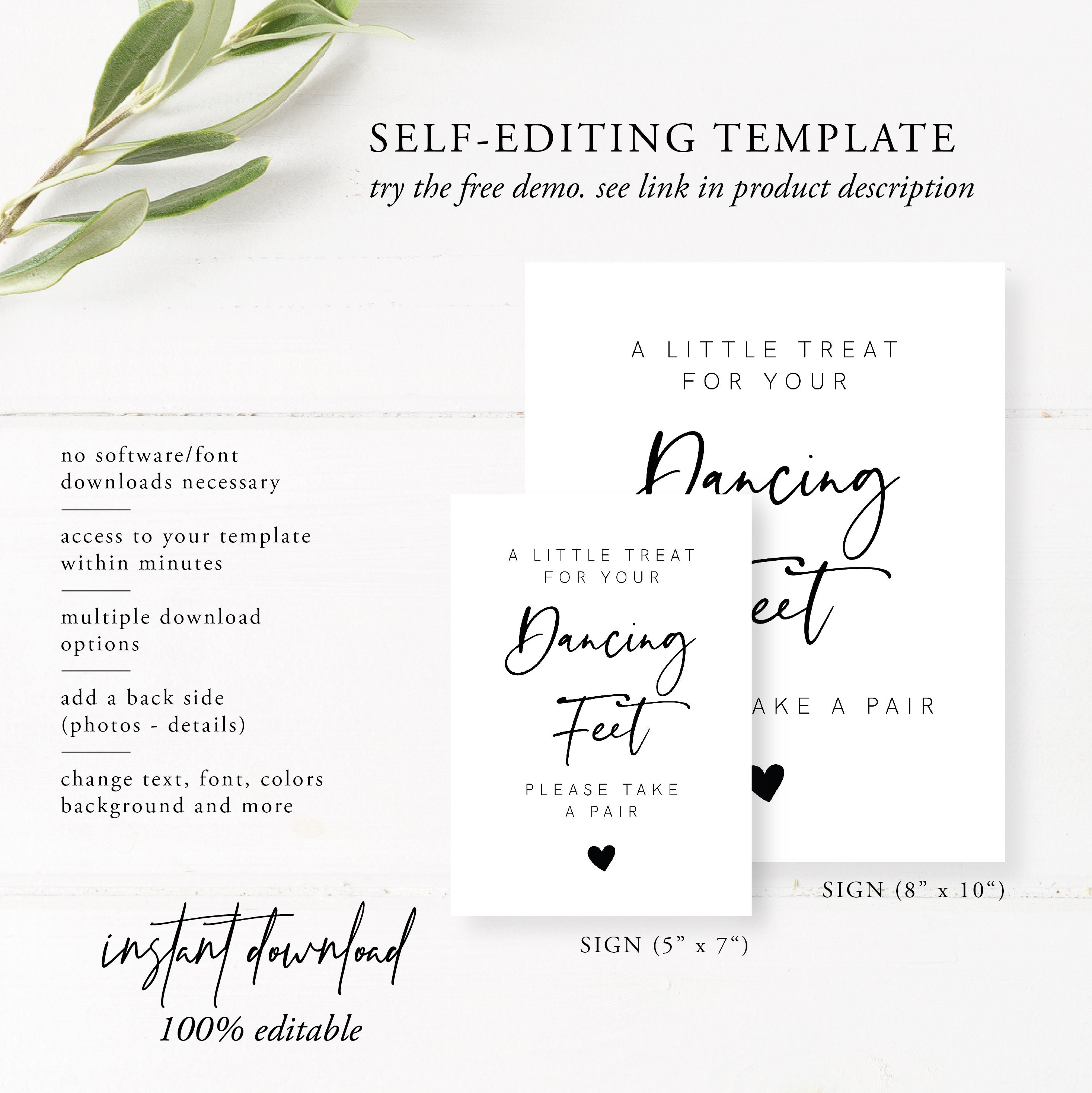 Dancing Feet Sign Template Wedding Flip Flops Sign Simple - Etsy