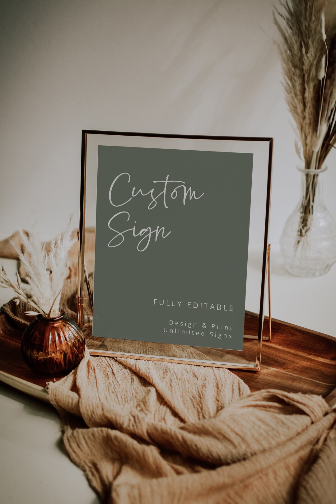 Modern Wedding Sign Template, Custom Sign, Boho Wedding Signage, Sage ...
