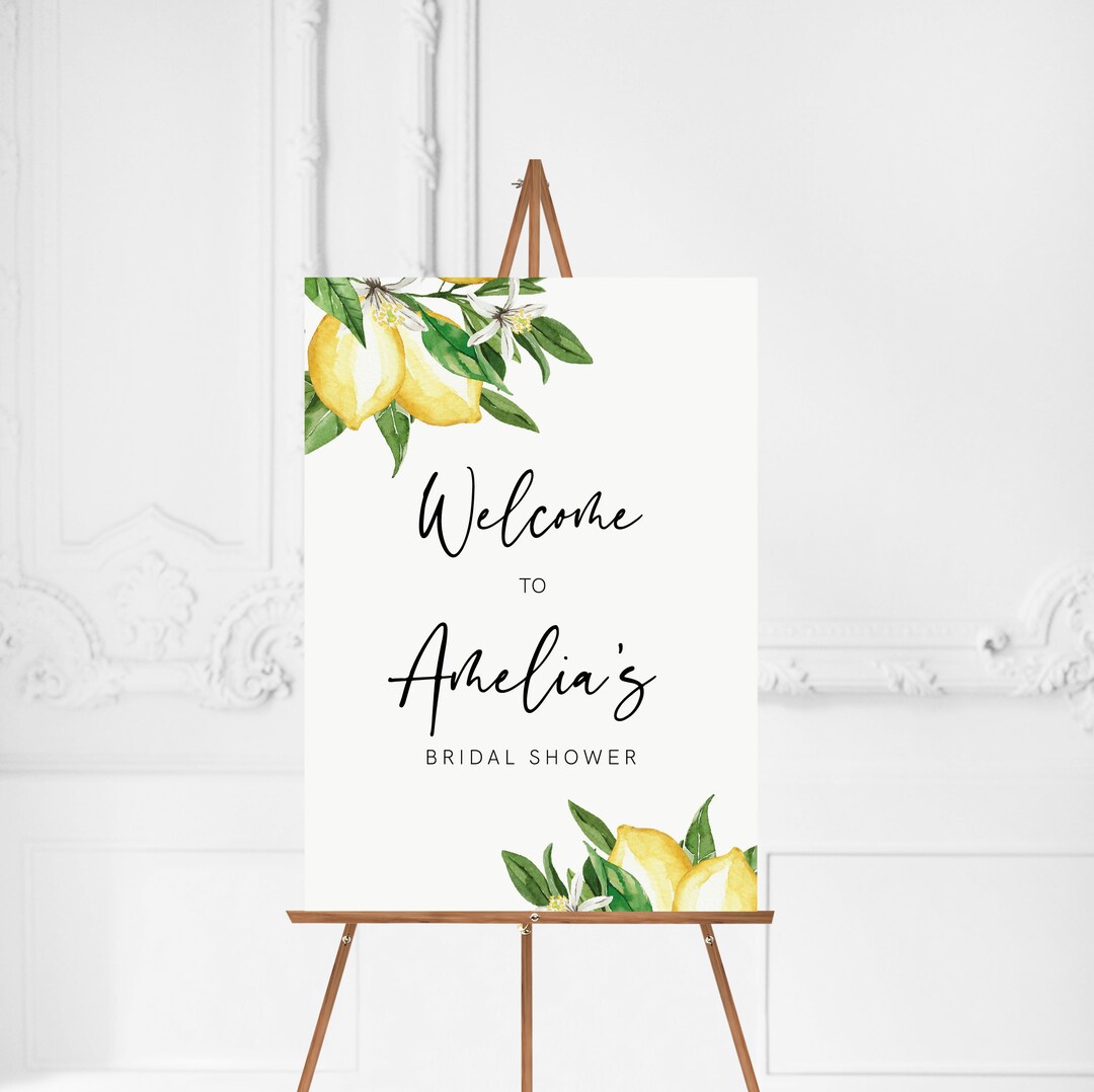 Lemon Welcome Sign, Bridal Shower, Lemon Wedding, Welcome Bridal, Lemon ...