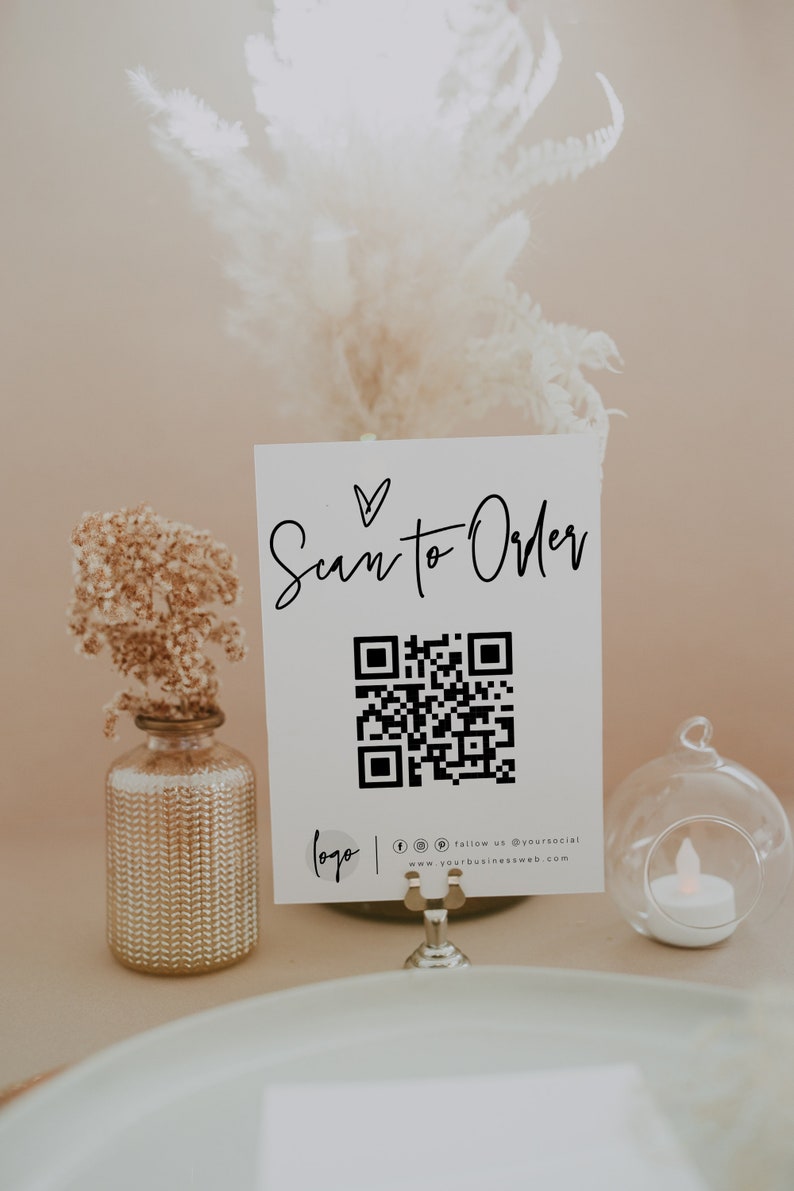 Menu QR Code Sign Modern Menu QR Code Scan to Order Scan to | Etsy