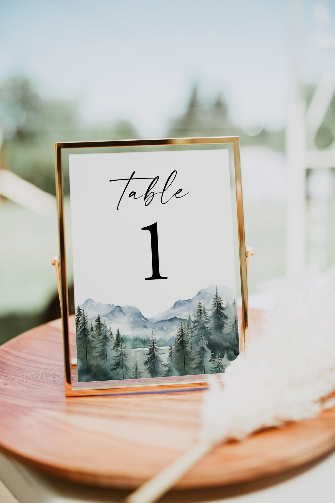 Mountain Table Number Cards, Printable Mountain Pine Wedding Table ...