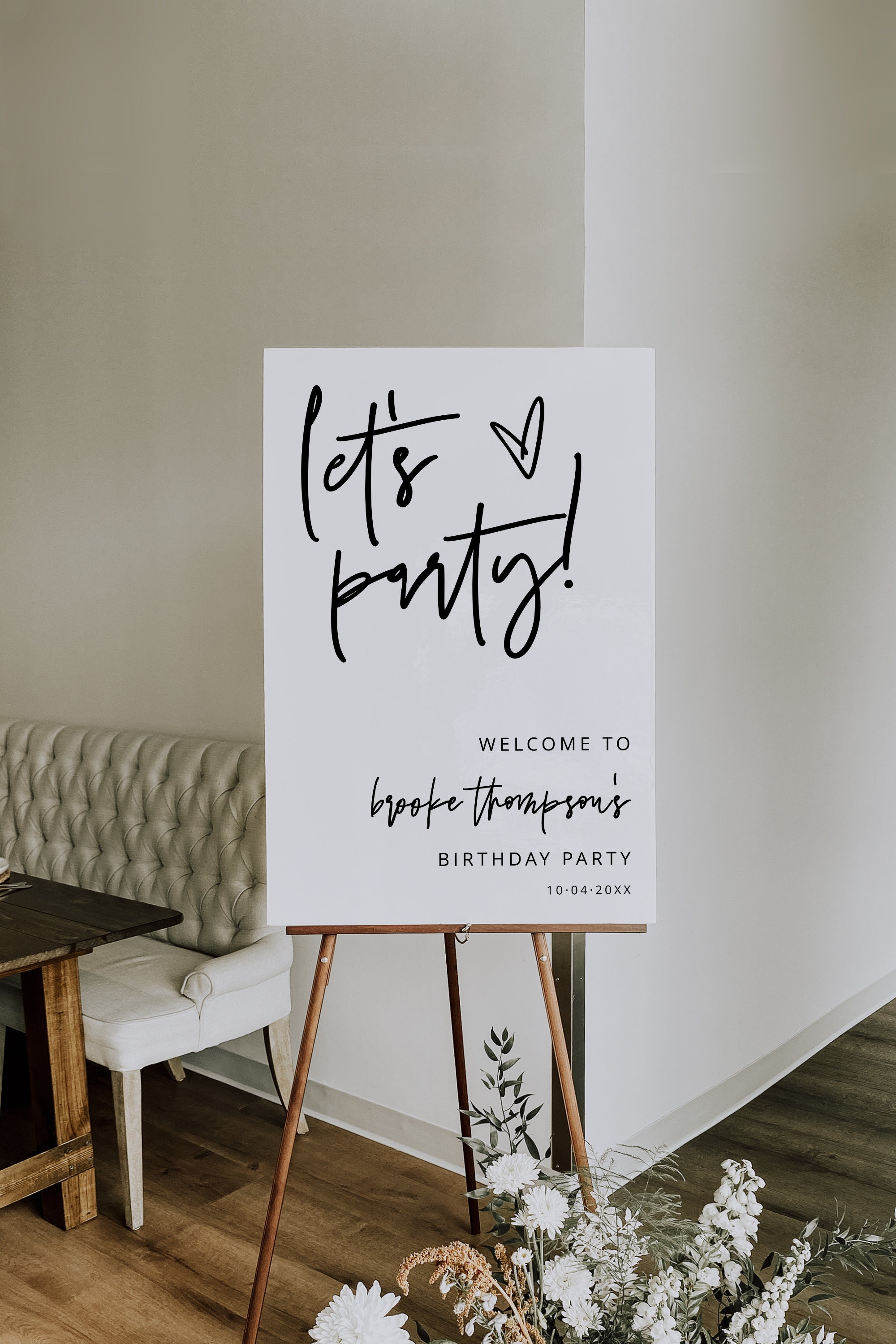 Modern Birthday Welcome Sign Template, Let's Party Welcome Sign ...