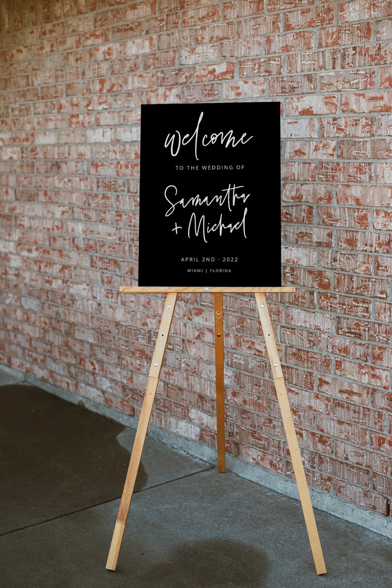 Modern Welcome Sign Template Modern Black Wedding Printable | Etsy