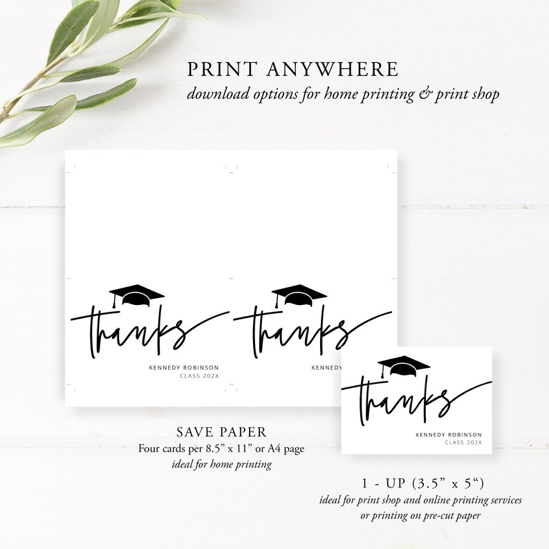 Graduation Thank You Card Template Minimalist Graduation Etsy