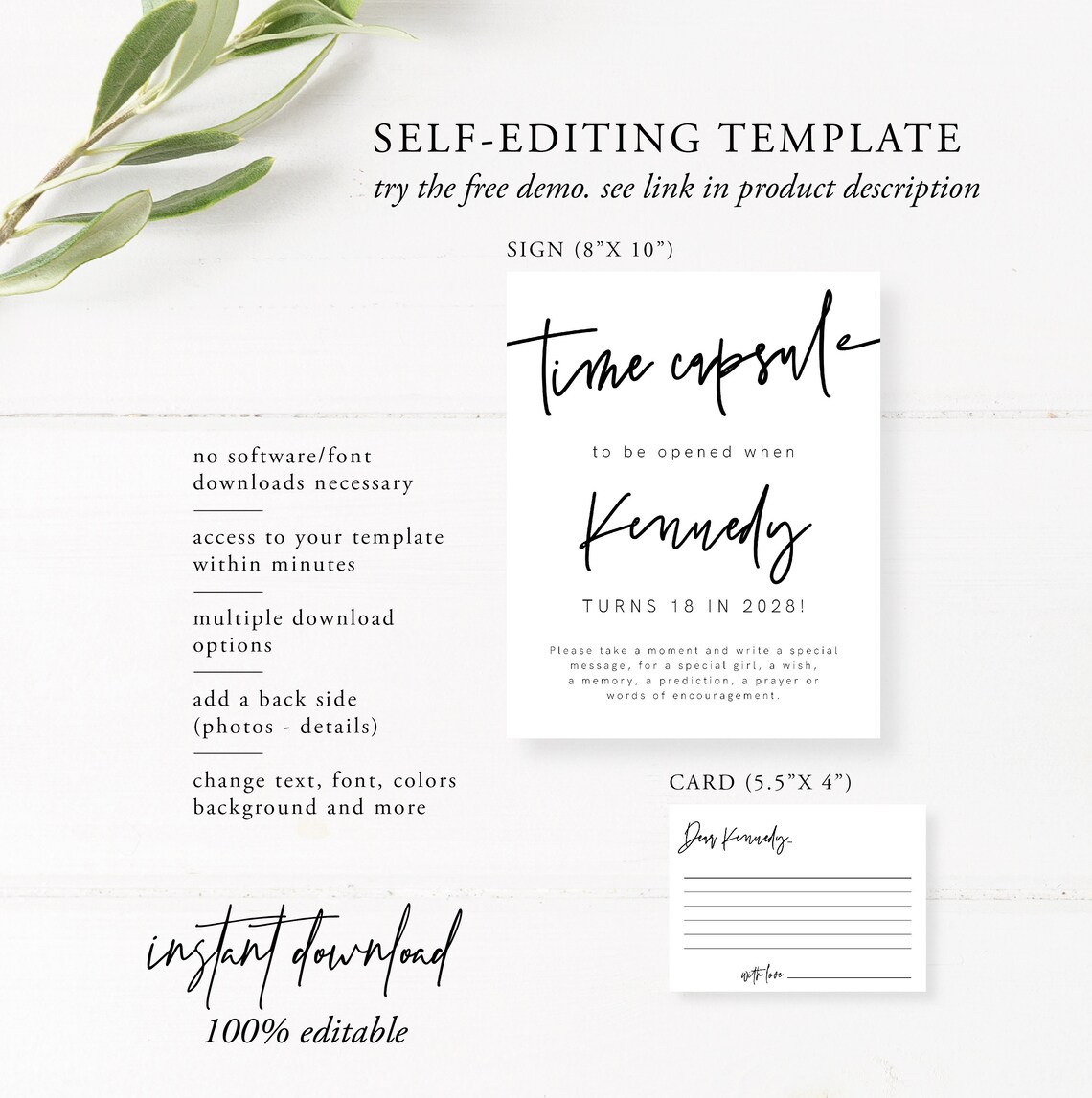 Time Capsule Template Sign and With Matching Printable - Etsy