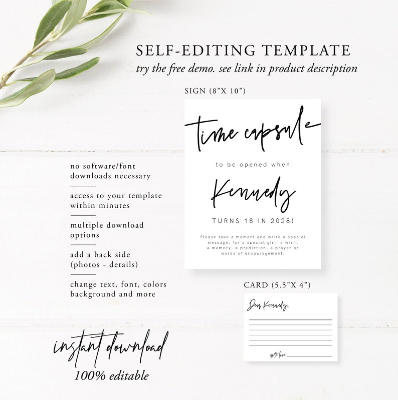 Time Capsule Template Sign and With Matching Printable - Etsy