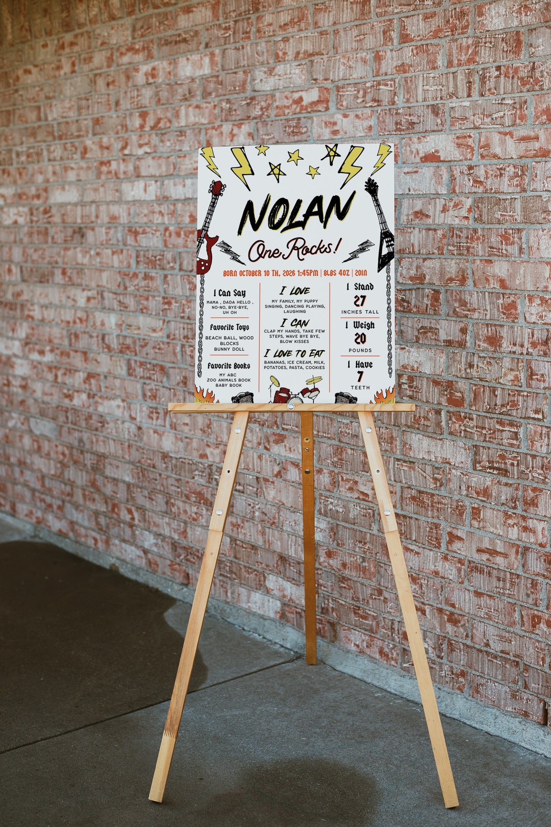 Rock First Birthday Milestone, Poster Board Template, Editable, Rock ...