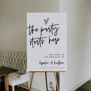The Party Starts Here Sign, Printable Wedding Welcome Sign Download ...