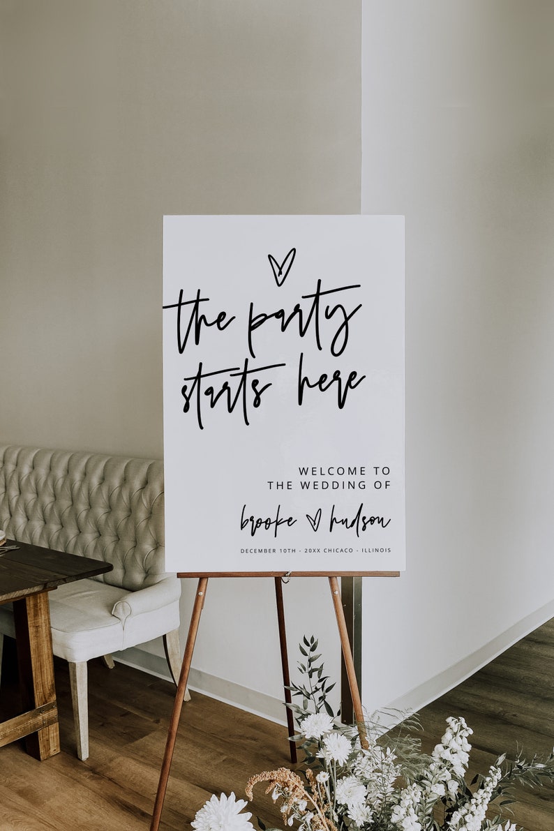 The Party Starts Here Sign Printable Wedding Welcome Sign - Etsy
