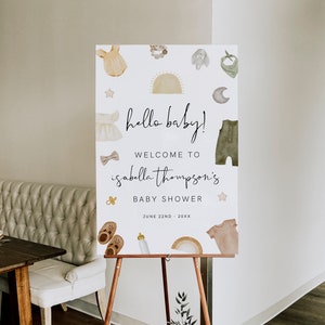 Gender Neutral Welcome Sign Template, Boho Gender Reveal Boy Girl ...