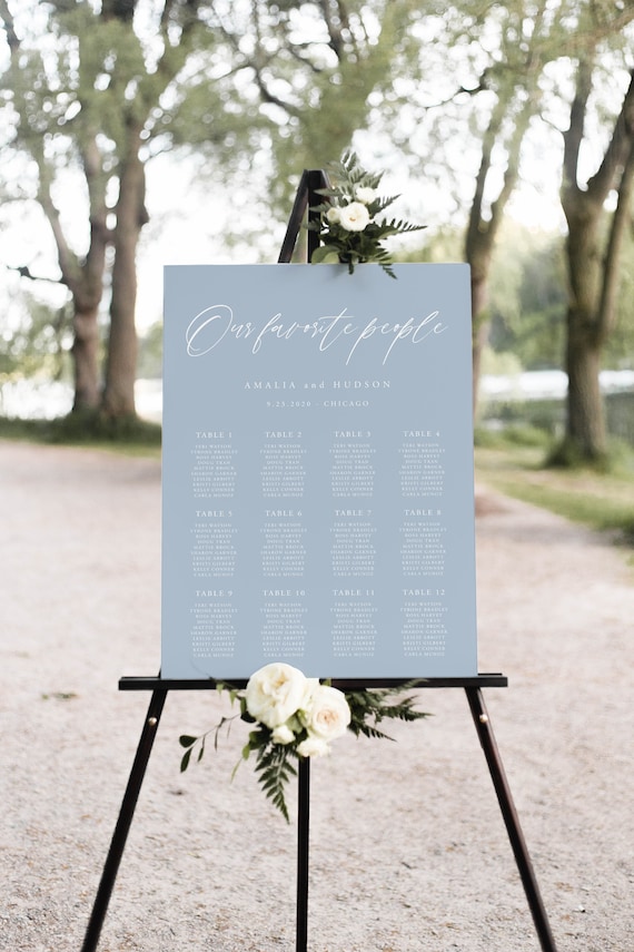 Dusty Blue Seating Chart Poster Printable Wedding Seating - Etsy