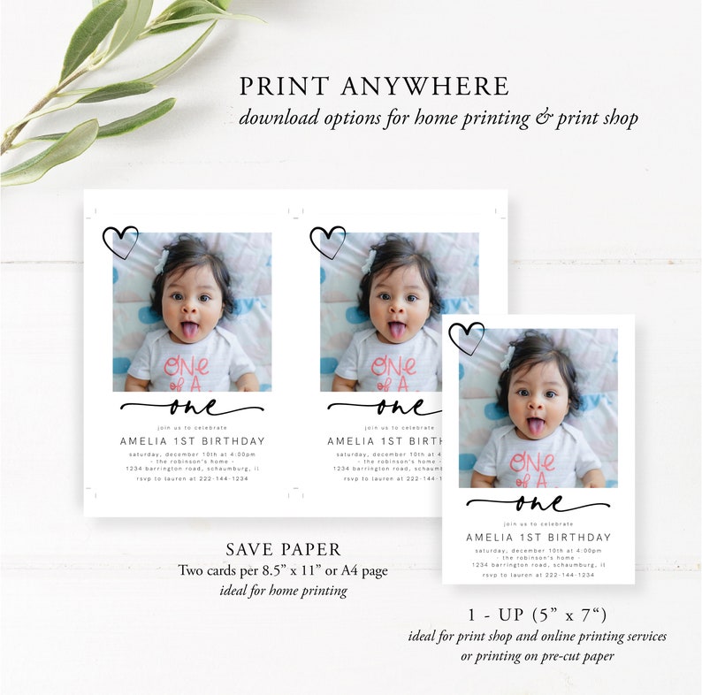 First Birthday Photo Invitation One Birthday Invite With | Etsy