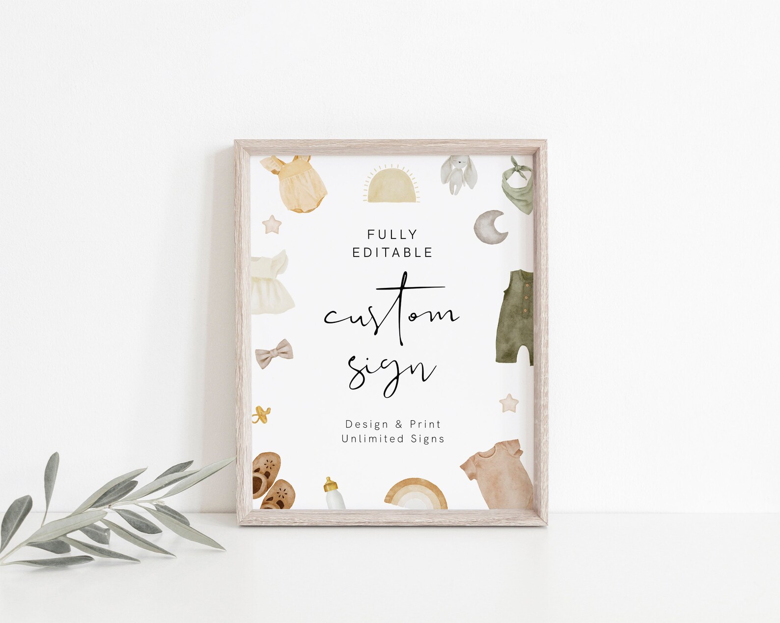 Gender Neutral Baby Shower Custom Sign Template, Clothes Baby Shower ...