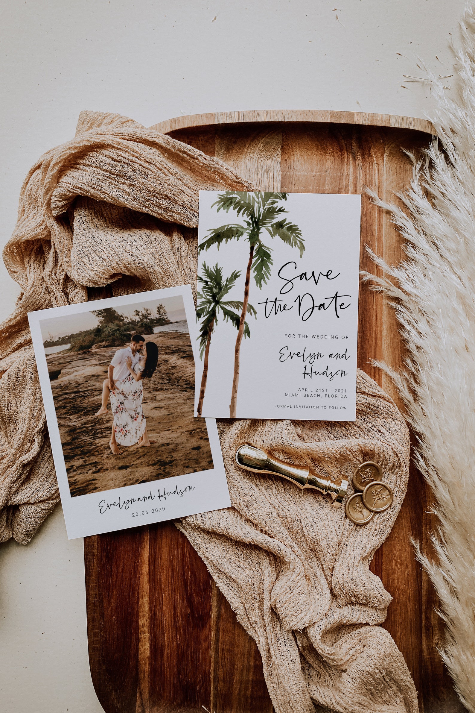 Palm Tree Save the Date Template, Engagement Save the Dates, Save the ...