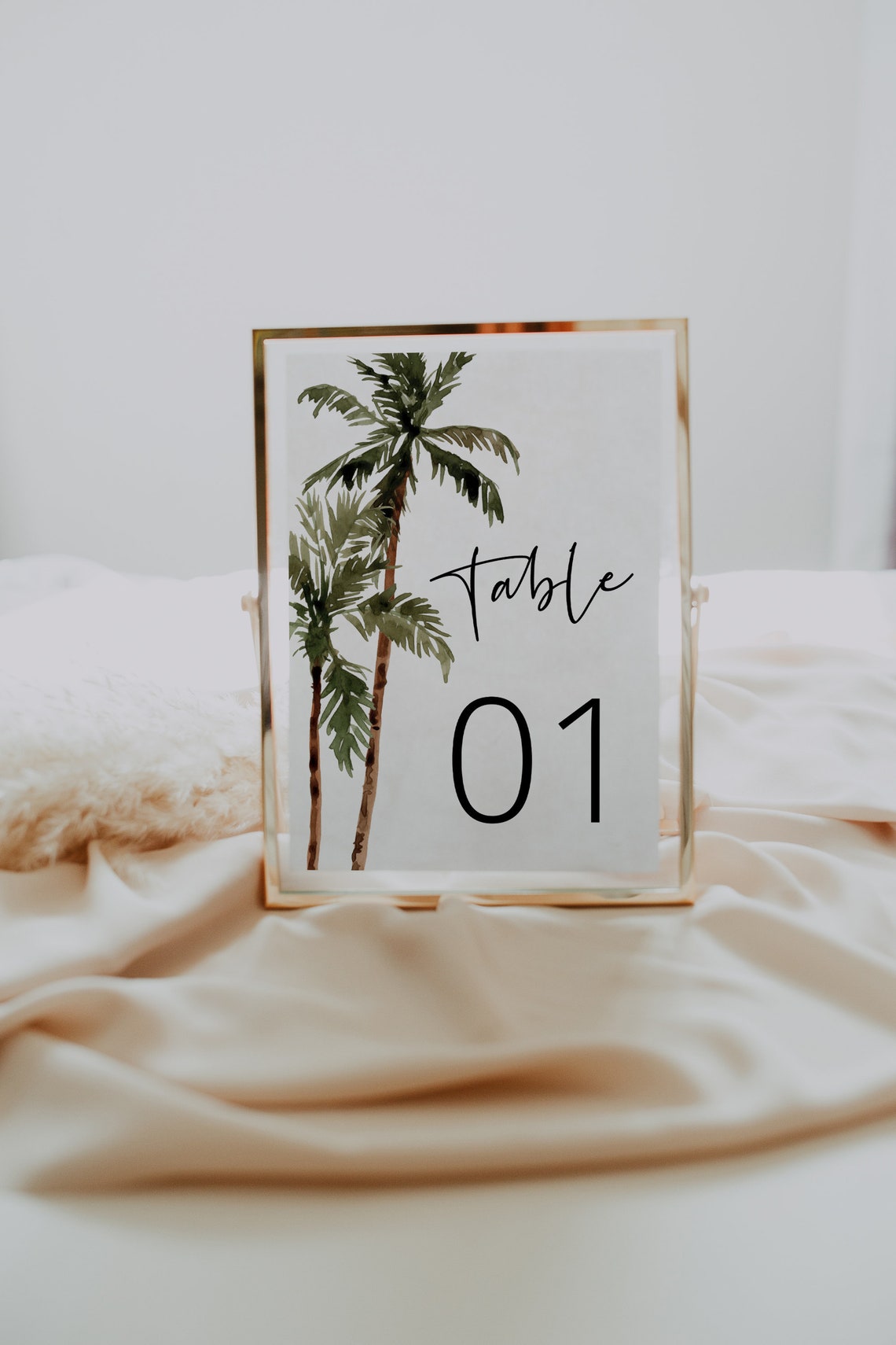 Palm Tree Table Number Card Template Tropical Wedding Table - Etsy