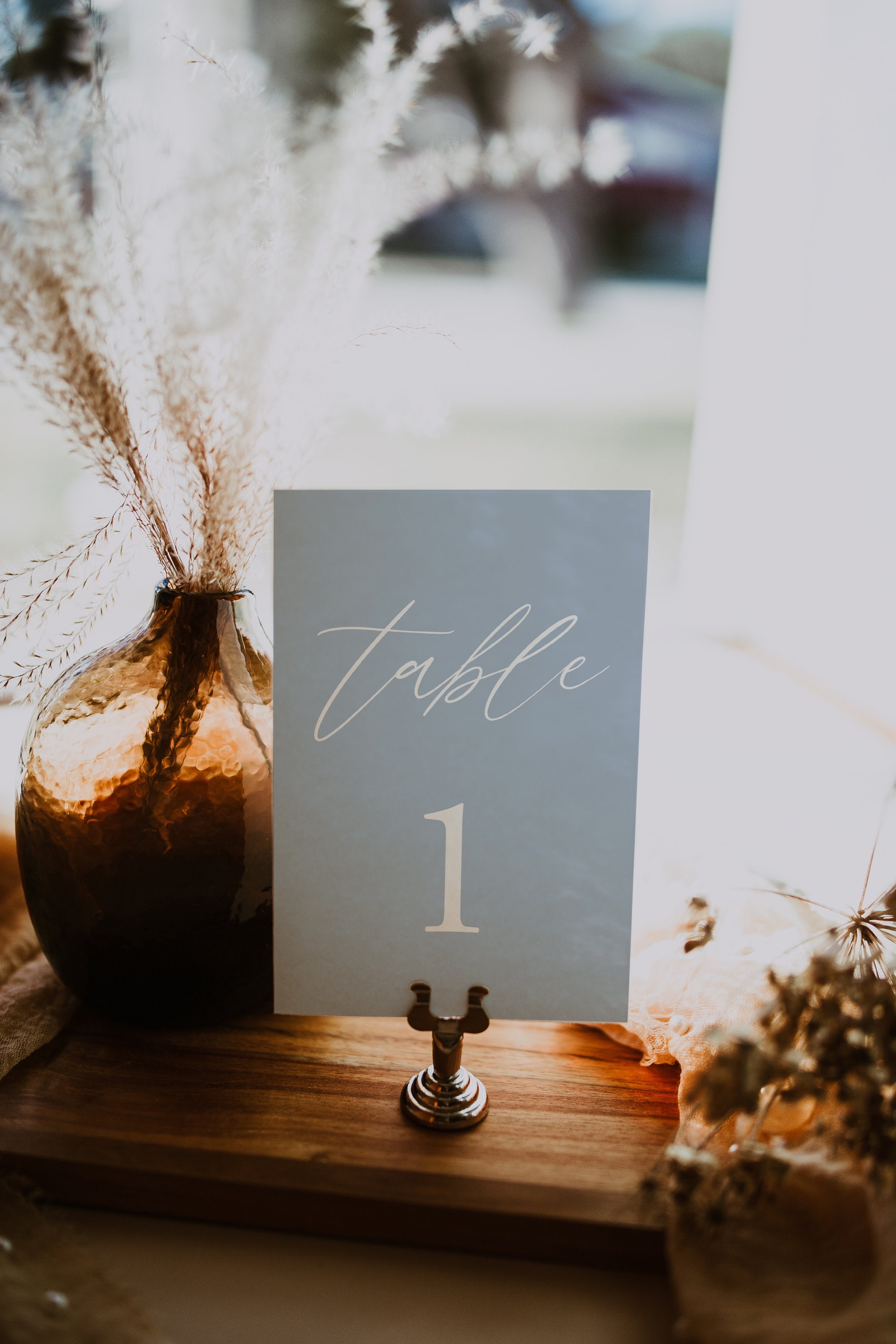 Dusty Blue Table Number Card Template Dusty Blue Wedding - Etsy