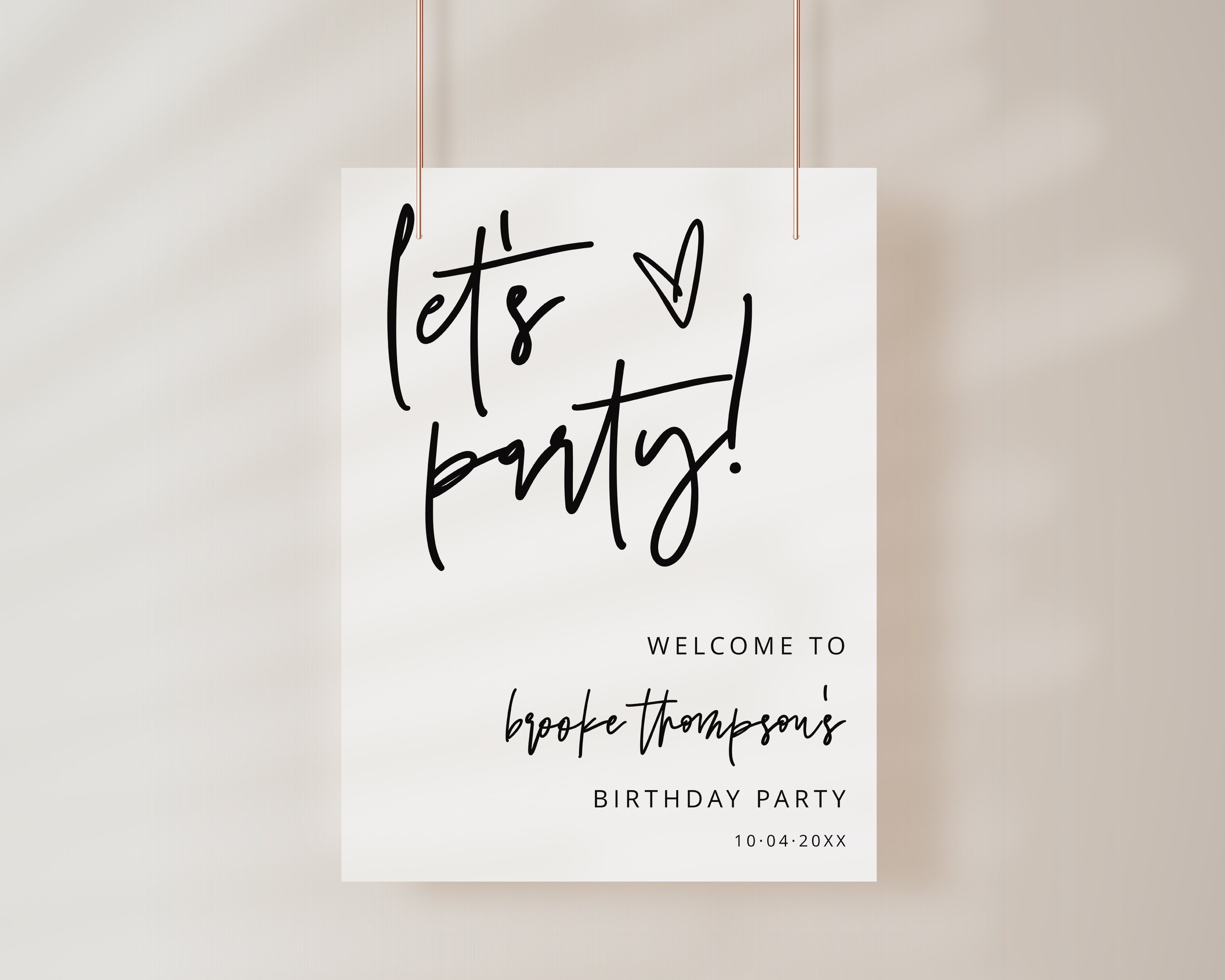 Modern Birthday Welcome Sign Template Let's Party Welcome - Etsy UK