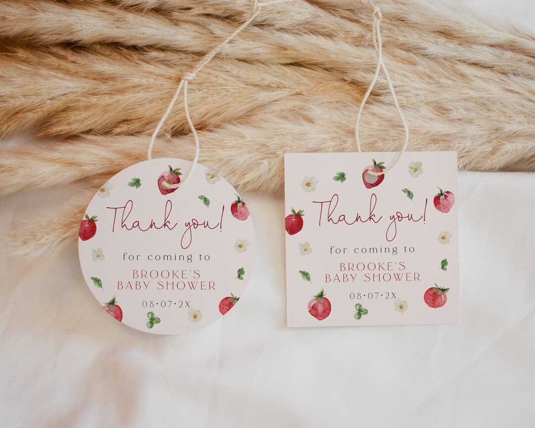 Round Favor Tag Template, Strawberry Round Tag Square Tag, Strawberry ...