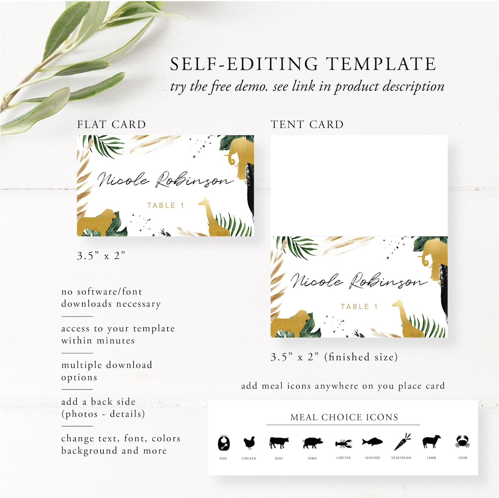 Safari Food Labels Animals Jungle Safari Buffet Cards - Etsy