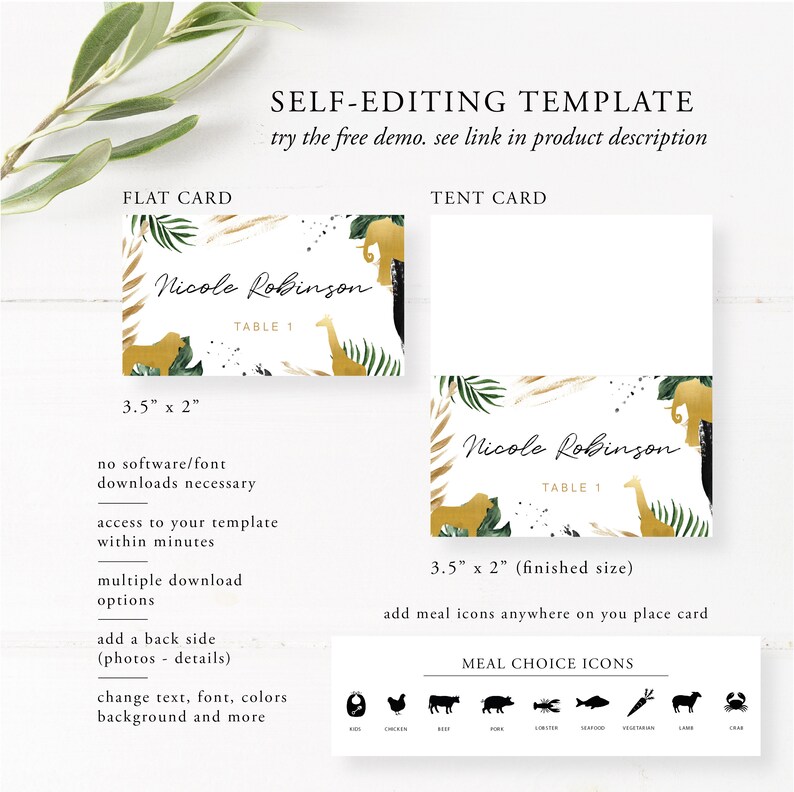 Safari Food Labels Animals Jungle Safari Buffet Cards - Etsy