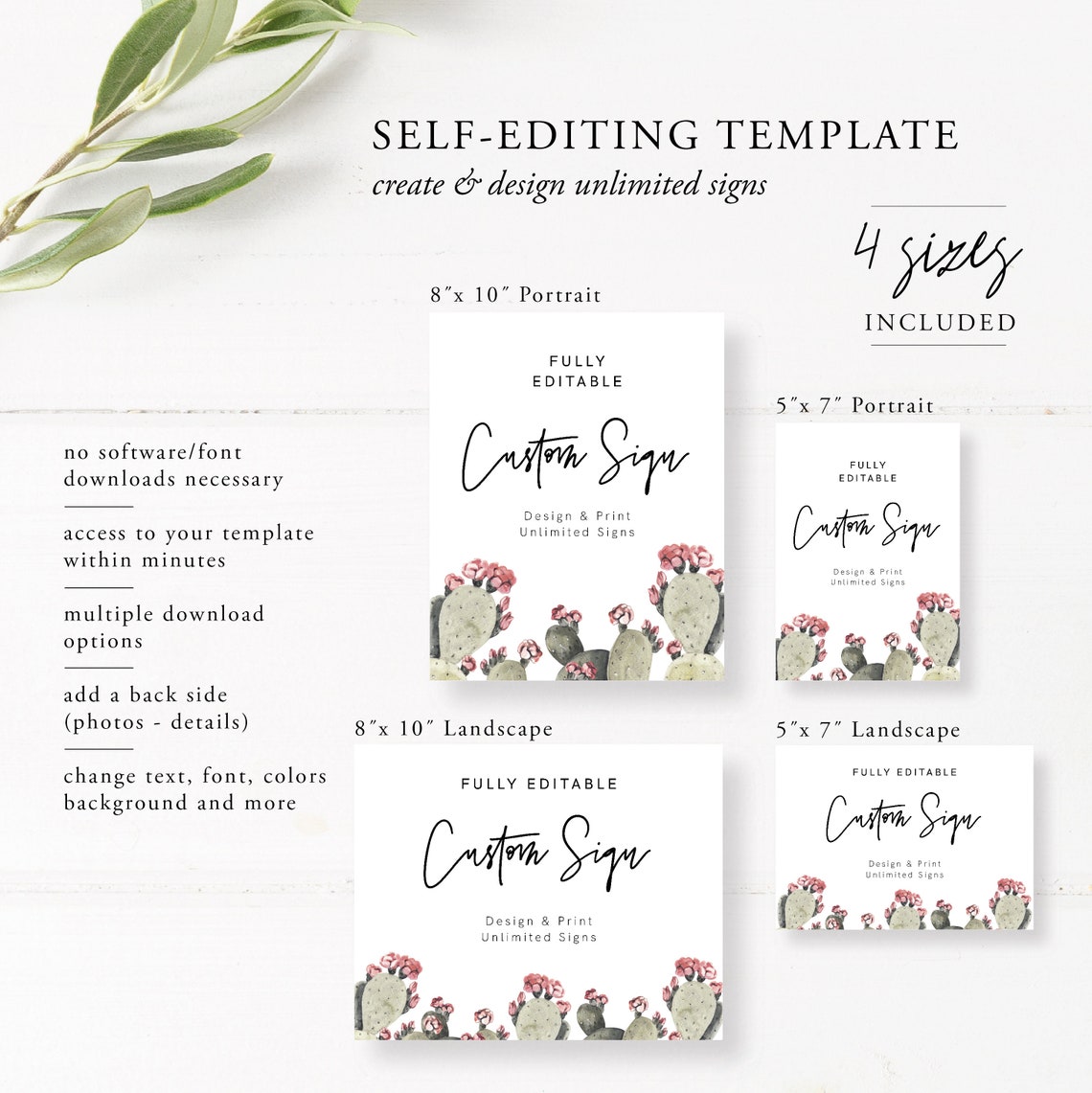 Cactus Sign Template Custom Sign Cactus Sign Printable | Etsy