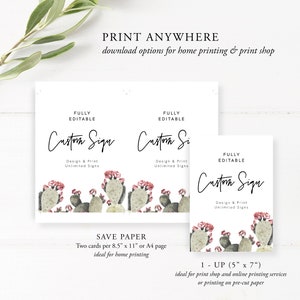 Cactus Sign Template, Custom Sign, Cactus Sign, Printable Signs for ...