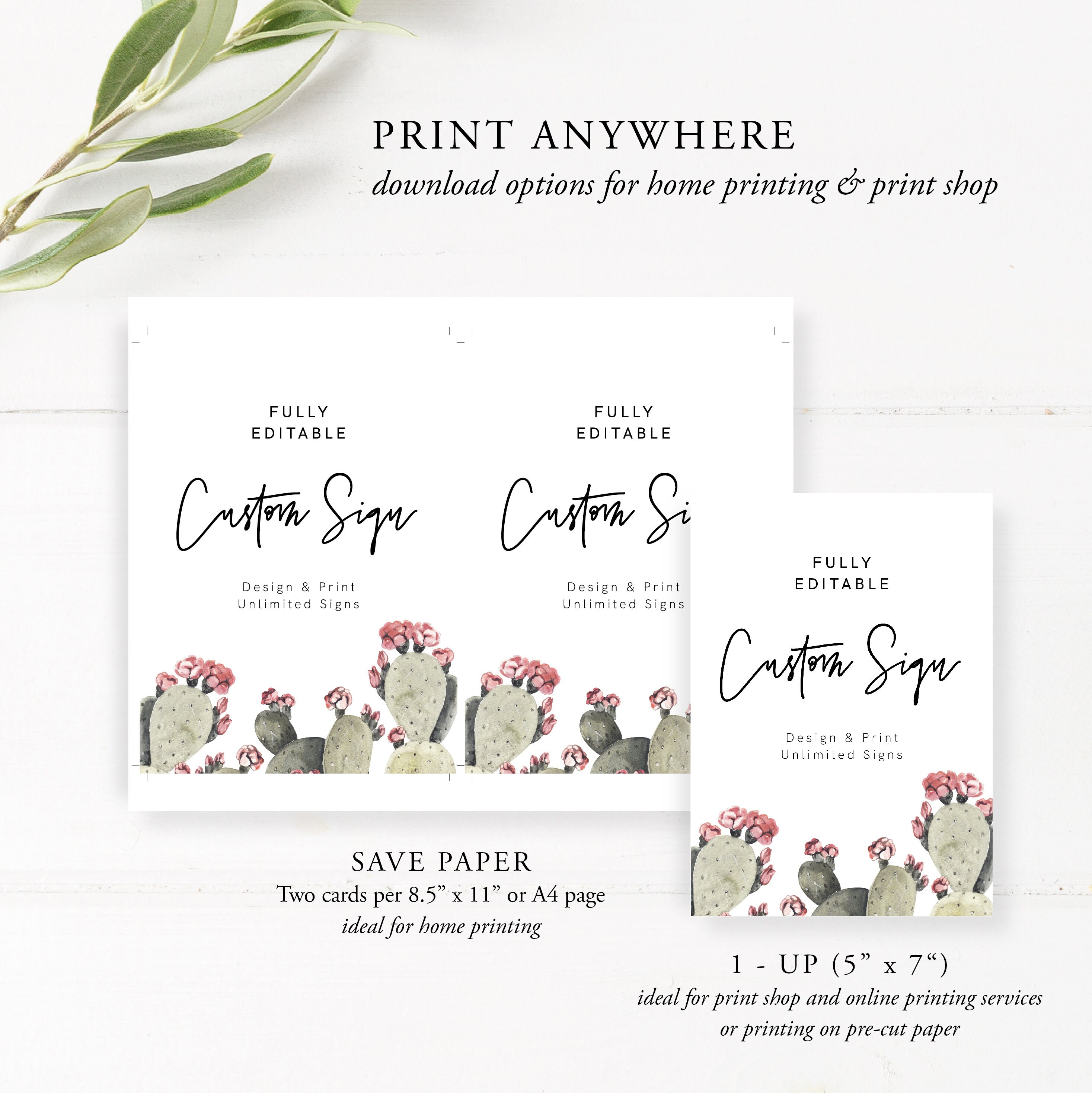 Cactus Sign Template Custom Sign Cactus Sign Printable | Etsy