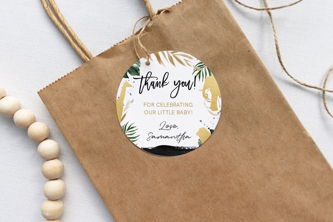 Safari Round Favor Tag Template, Printable Round Gold Jungle, Safari ...